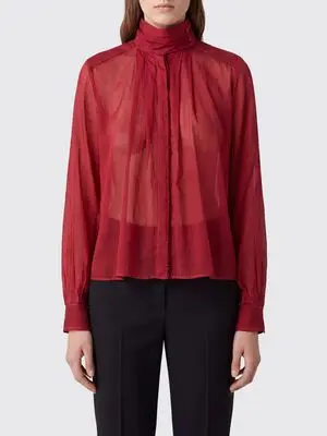 FORTE_FORTE Pleated High Neck Blouse With Long Sleeves