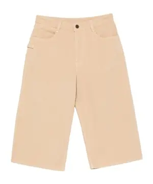 LEMAIRE Logo-patch Wide-leg Denim Shorts - Straw