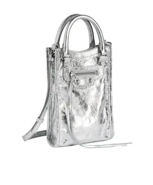Balenciaga Metallic Crossbody Bag - Silver