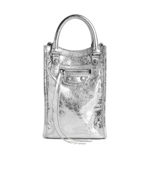 Balenciaga Metallic Crossbody Bag - Silver
