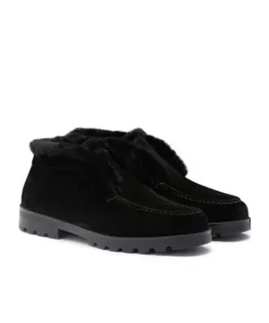 Santoni Suede Desert Boot With Fur