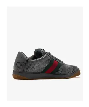 Gucci Perforated Low-top Sneakers With Web Stripe - Black