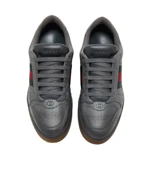Gucci Perforated Low-top Sneakers With Web Stripe - Black