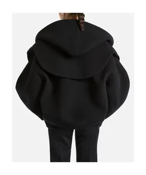 Balmain Oversized Wool Pea Coat With Hood
