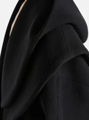 Balmain Oversized Wool Pea Coat With Hood