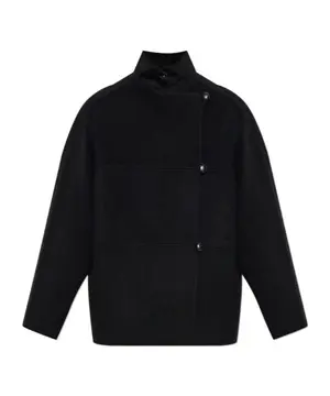 RÓHE Stand-collar Oversized Jacket With Leather Buttons - Black