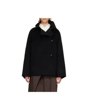 RÓHE Stand-collar Oversized Jacket With Leather Buttons
