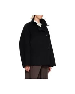 RÓHE Stand-collar Oversized Jacket With Leather Buttons