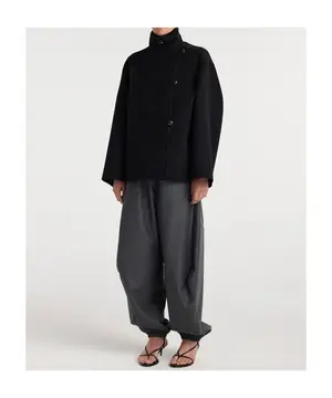 RÓHE Stand-collar Oversized Jacket With Leather Buttons