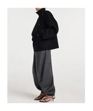 RÓHE Stand-collar Oversized Jacket With Leather Buttons