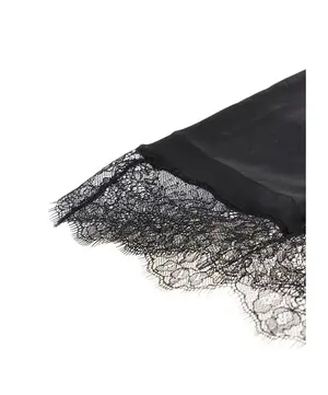 ANINE BING Shelby Elastic Waistband Midi Skirt With Lace Trim