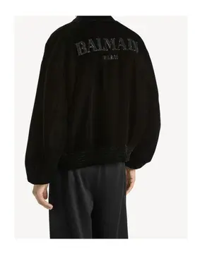 Balmain Embroidered Velvet Insect Bomber Jacket