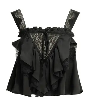 Chloé Sleeveless Lace And Ruffle Top - Black