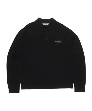 Acne Studios Logo Embroidered Knitted Polo Shirt - Black
