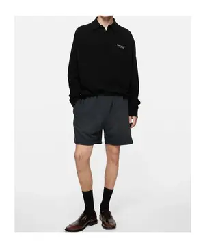 Acne Studios Logo Embroidered Knitted Polo Shirt - Black