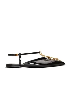 Balmain Sync Chain Sandals In Patent Leather