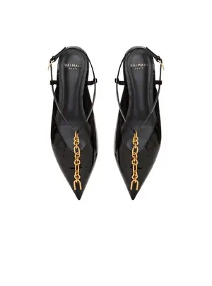 Balmain Sync Chain Sandals In Patent Leather