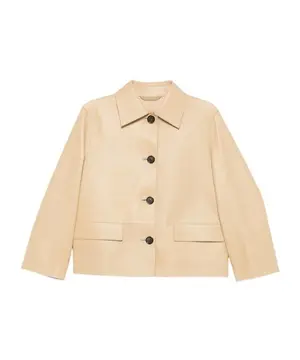 TOTEME Button-up Leather Jacket - Nude