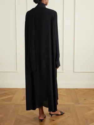TOTEME Scarf Detailed V-neck Dress - Black