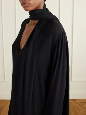 TOTEME Scarf Detailed V-neck Dress - Black