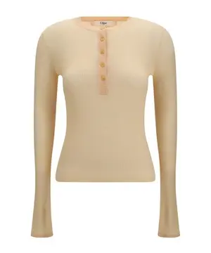 Chloé Ribbed Henley Knitted Sweater With Long Sleeves