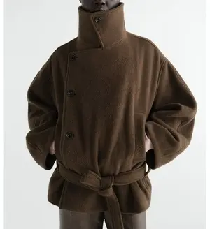 LEMAIRE Short Double-breasted Belted Coat