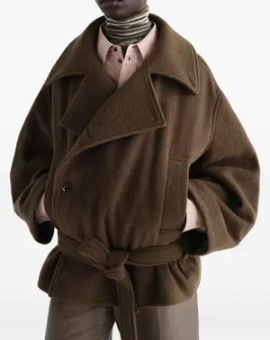 LEMAIRE Short Double-breasted Belted Coat