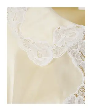 Chloé Silk Satin Blouse With Peter Pan Collar And Lace Trim - No