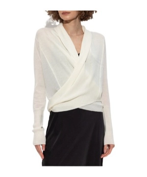 ALLSAINTS Draped Knit Wrap Top With Front Tie - Chalkwhite