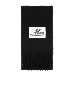 Marni Logo Patch Fringed Scarf