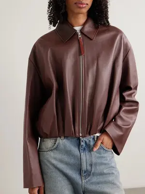 Loewe Balloon Leather Jacket - Chocolate-colored