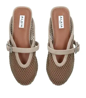 Alaïa Suede Fishnet Mules