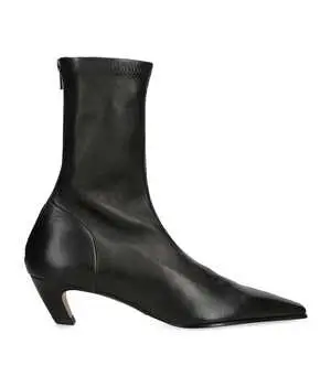 Khaite Arizona Leather Heeled Ankle Boots