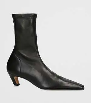 Khaite Arizona Leather Heeled Ankle Boots