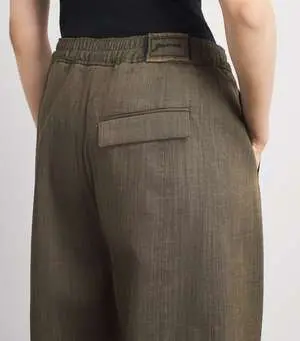 GANNI Wool Elasticated Straight Trousers