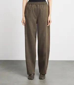 GANNI Wool Elasticated Straight Trousers