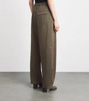 GANNI Wool Elasticated Straight Trousers
