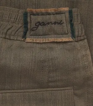 GANNI Wool Elasticated Straight Trousers