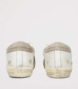 GOLDEN GOOSE Leather Super Star Sneakers With Glitter Accents