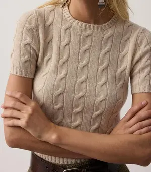 Ralph Lauren Cashmere Cable-knit Cropped Sweater