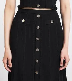 Sandro Knitted Maxi Skirt With Gold-tone Buttons