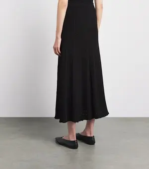 Sandro Knitted Maxi Skirt With Gold-tone Buttons