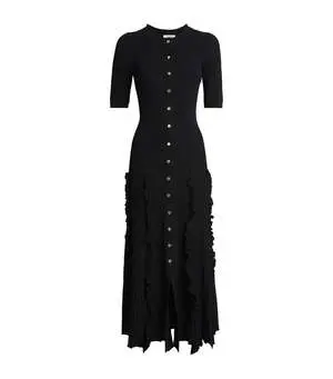 Sandro Knitted Ruffled Maxi Dress