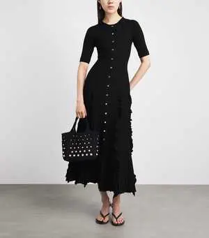Sandro Knitted Ruffled Maxi Dress
