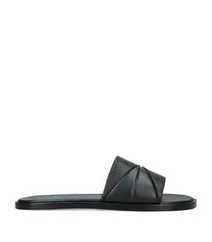 Loewe Leather Origami Slides - Black