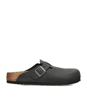BIRKENSTOCK Oiled Leather Boston Clogs - Black