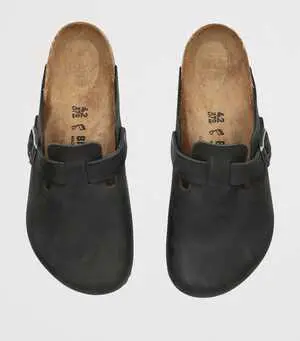 BIRKENSTOCK Oiled Leather Boston Clogs - Black