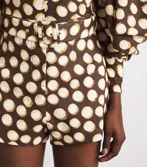 ALEMAIS Alémais Paula Belted Polka Dot Linen Shorts