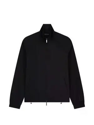Emporio Armani Logo-embroidered Zip-up Cardigan - Black