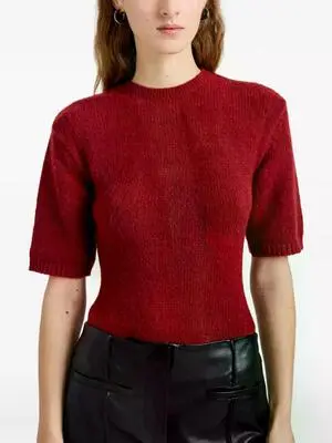 PROENZA SCHOULER WHITE LABEL Proenza Schouler White Label Dana Sweater - Stripe Knit With Ribbed Short Sleeves